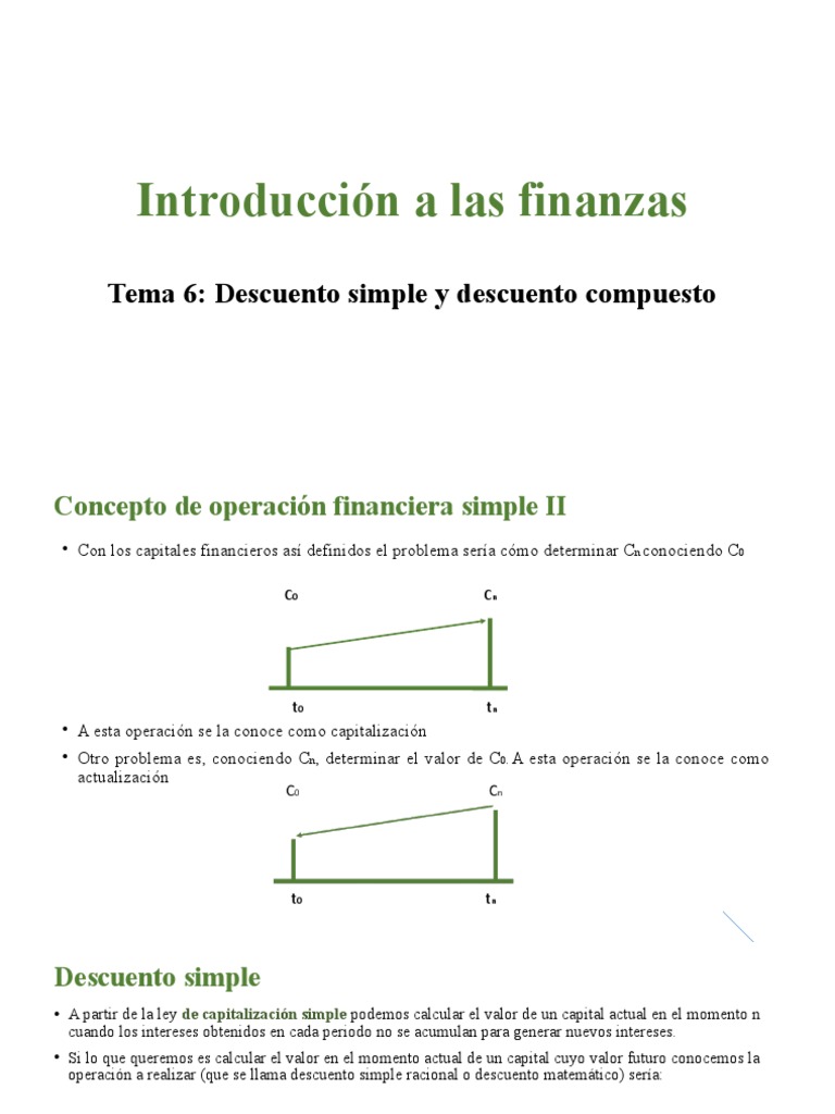 Tema 6 Descuento Simple y Compuesto | PDF | Finanzas y dinero