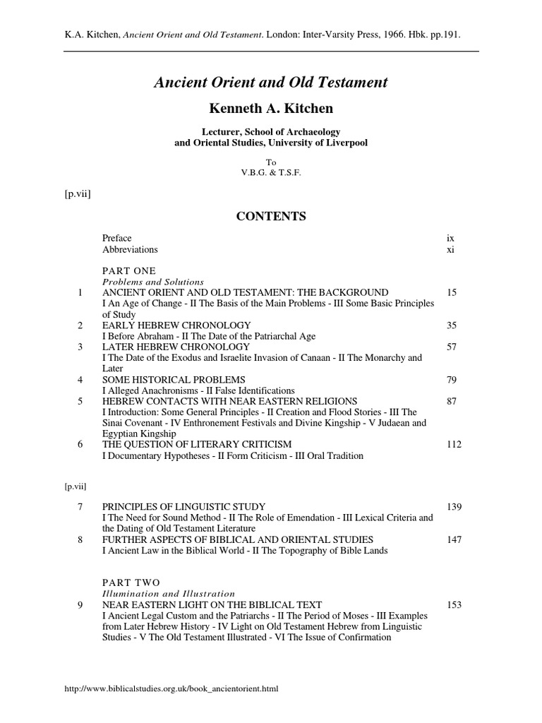 Ancient Orient and Old Testament Kenneth Kitchen | PDF | Bible | Old ...