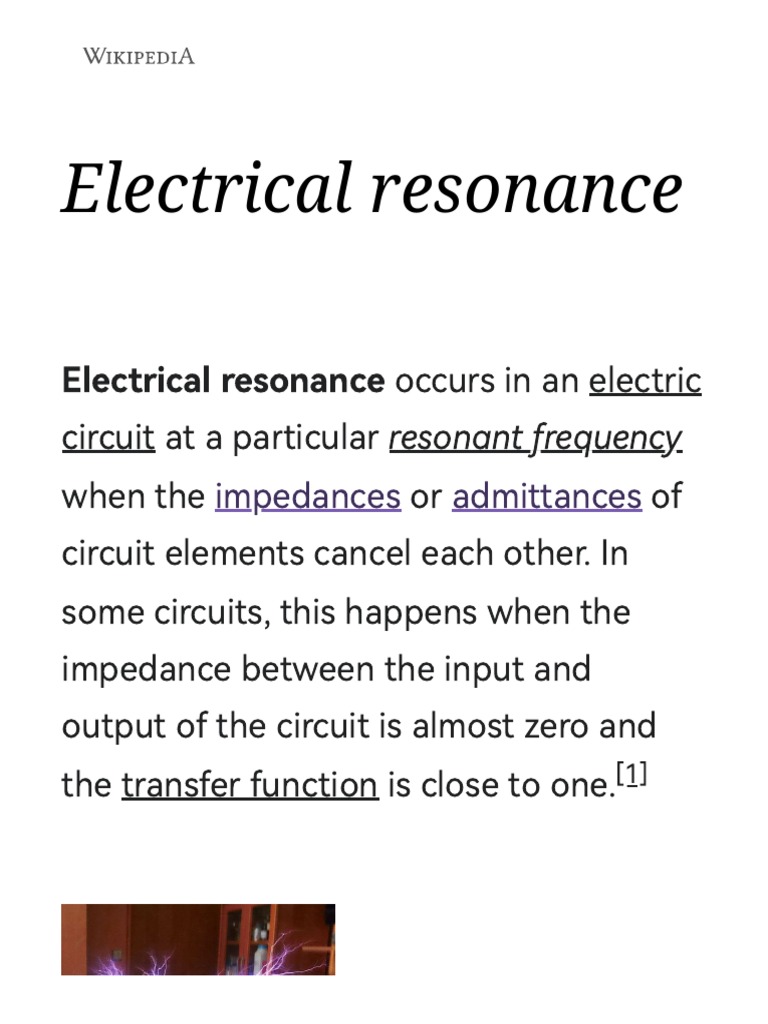 Electrical Resonance - Wikipedia | PDF | Resonance | Electricity