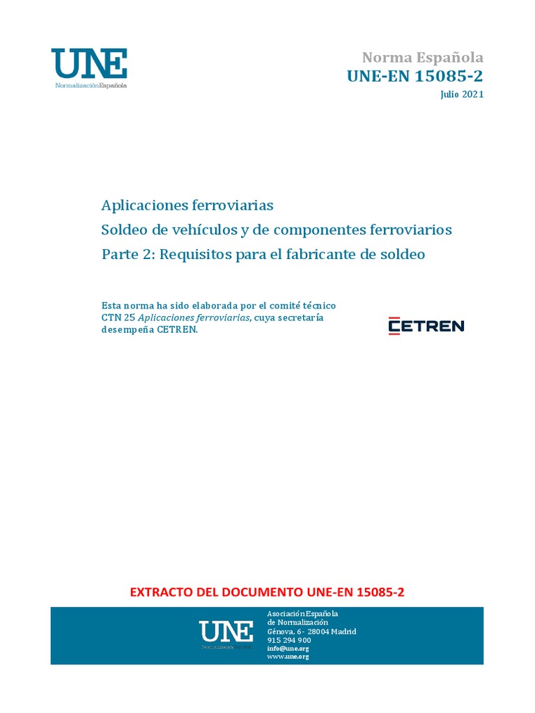 Norma Une en 15085-2 | PDF
