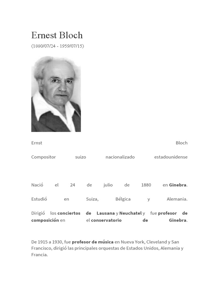 Ernest Bloch biografia | PDF