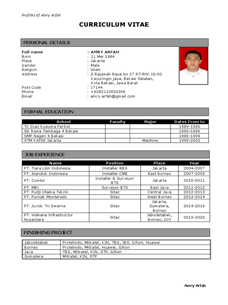 CV Amry Arfah 2021 | PDF