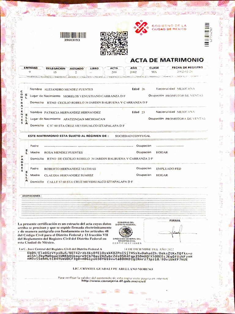 Acta de Matrimonio | PDF