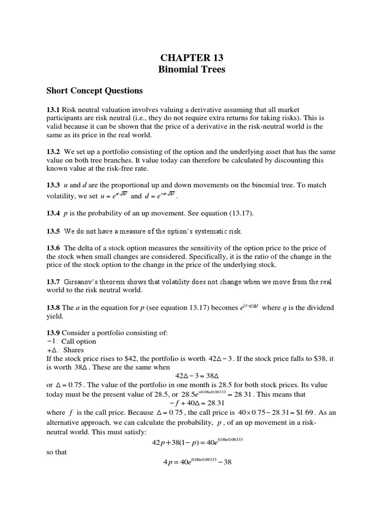 Hull OFOD11 e Solutions CH 13 | PDF | Option (Finance) | Greeks (Finance)