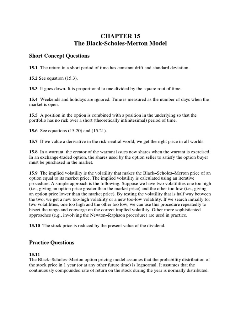 Black-Scholes-Merton Model Guide | PDF | Option (Finance) | Implied ...