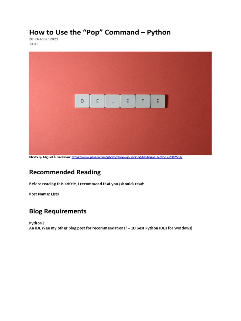 Pop Command Pdf