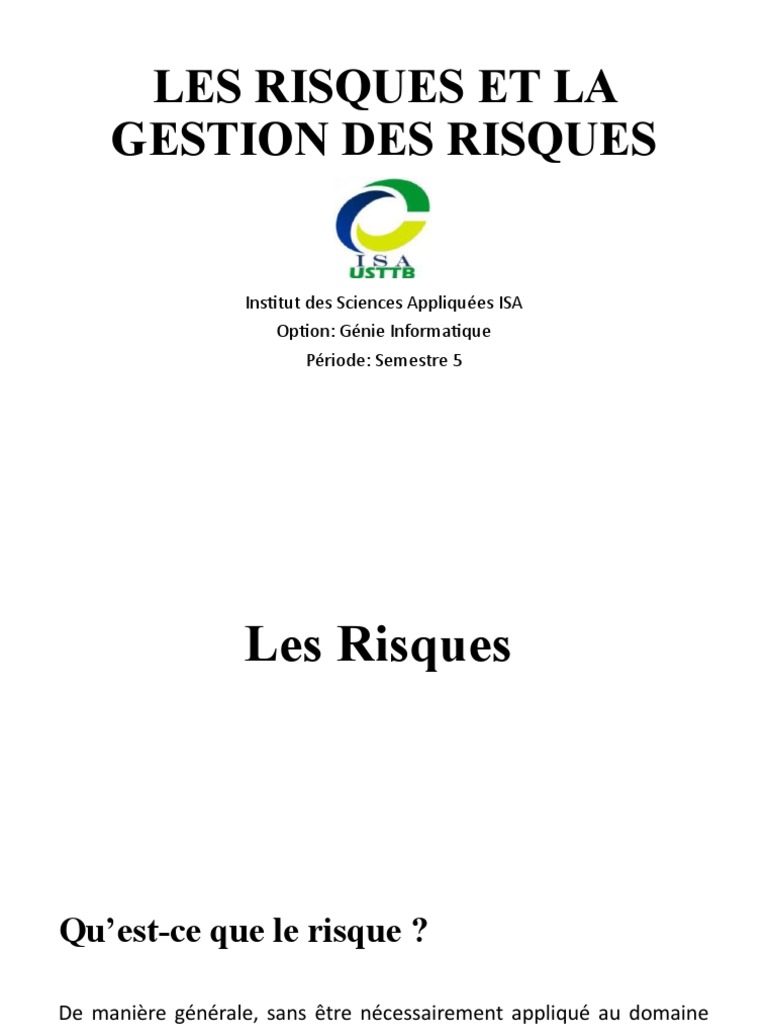 CHAPITRE II - Les Risques Et La Gestion Des Risques | Télécharger gratuitement PDF | Risque ...