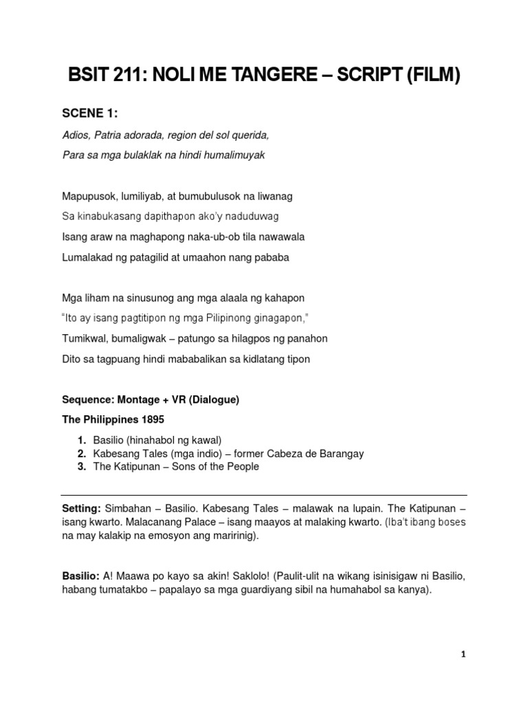 Bsit 211 Noli Me Tangere Script Film Pdf