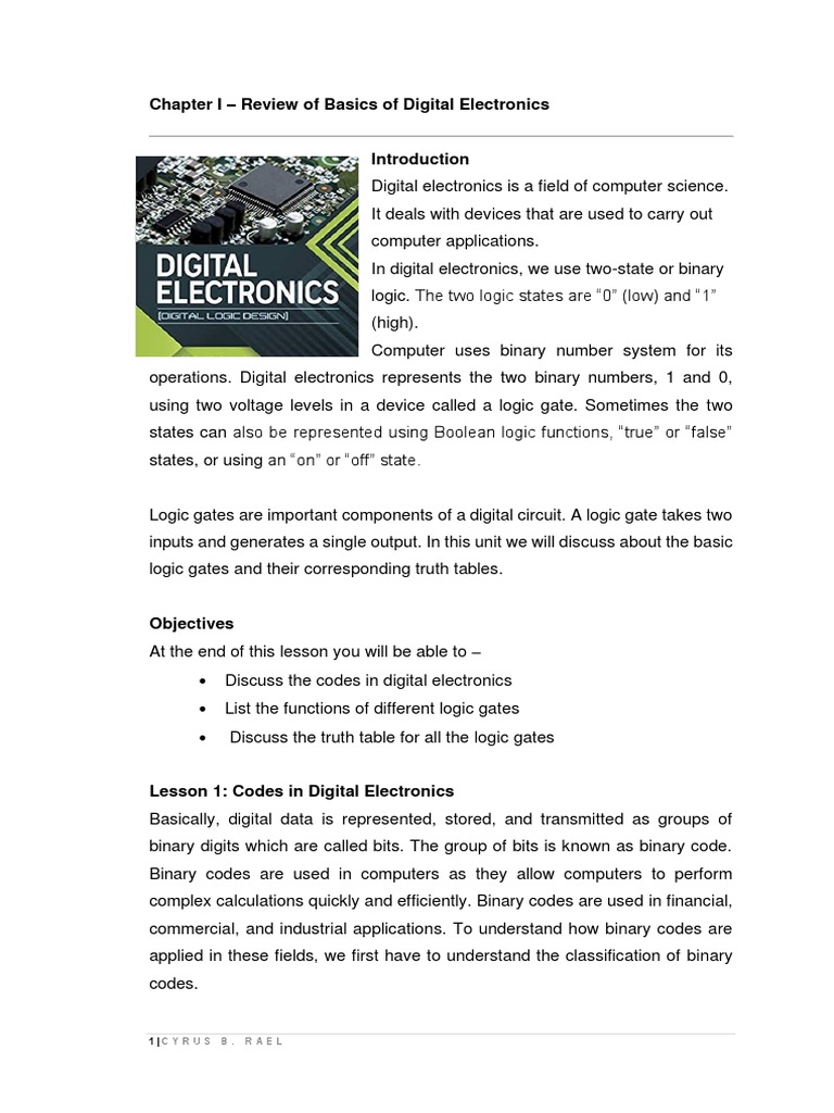Chapter I Review of Basics of Digital Electronics | PDF | Logic Gate ...