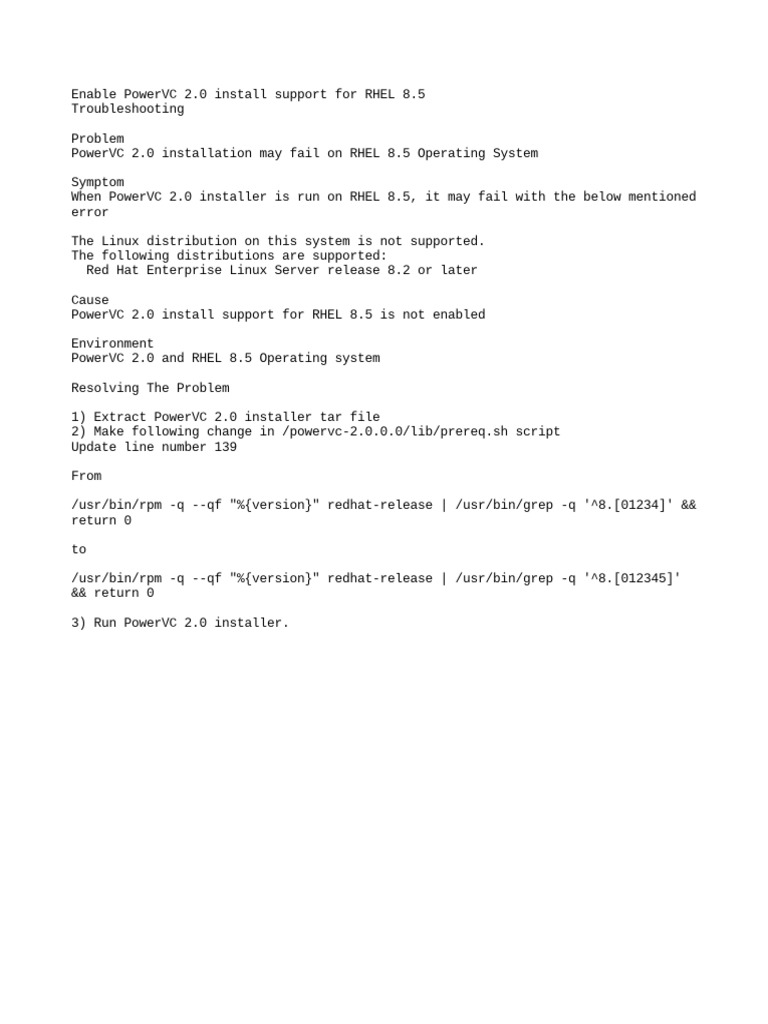 Enable PowerVC 2.0 Install Support For RHEL 8.5 | PDF