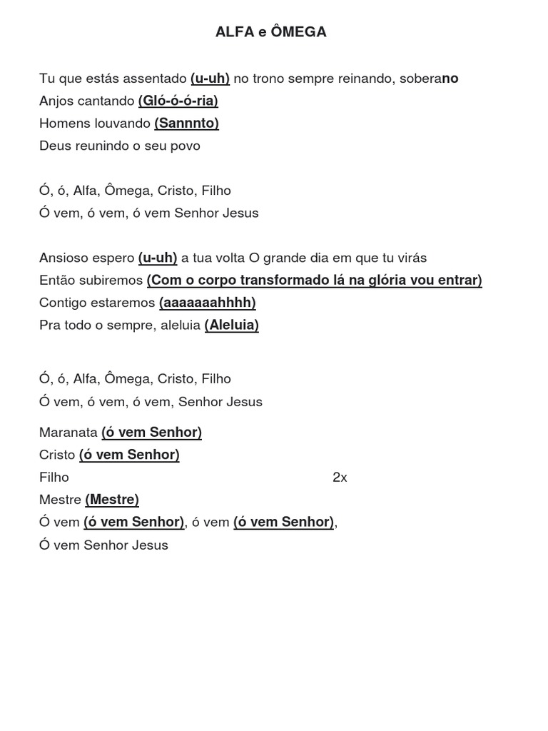 Louvor Alfa e Ômega: Letra e Significado | PDF
