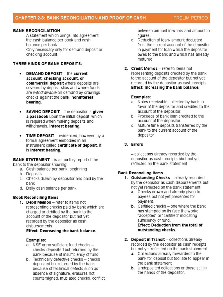 Chapter 2 & 3 - Bank Recon and Proof of Cash | PDF | Cheque | Deposit ...