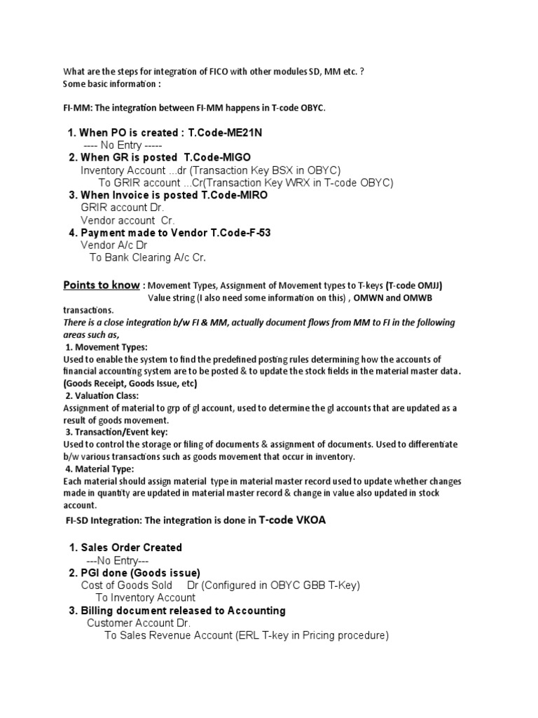 Integration of FICO With Other Modules | PDF | Payments | Inventory