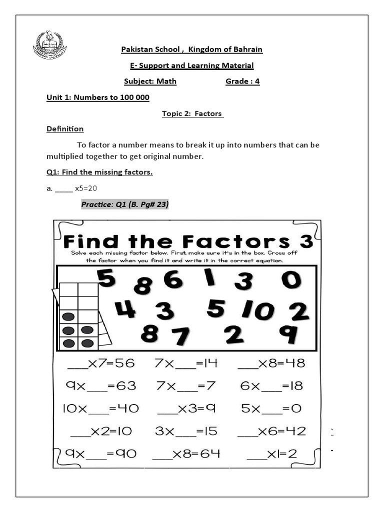 Grade 4 Maths Notes Activity | PDF