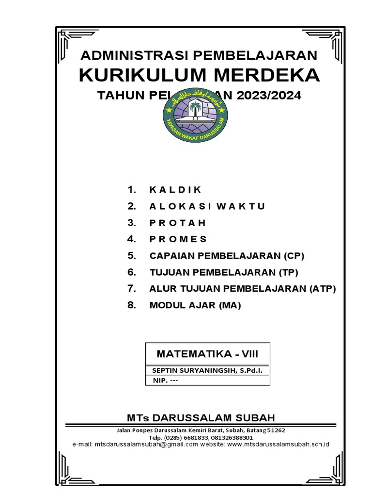 Cover Administrasi Pembelajaran Kurmer | PDF