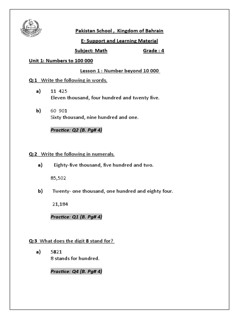 Grade 4 Math: Number Patterns & Rounding | PDF