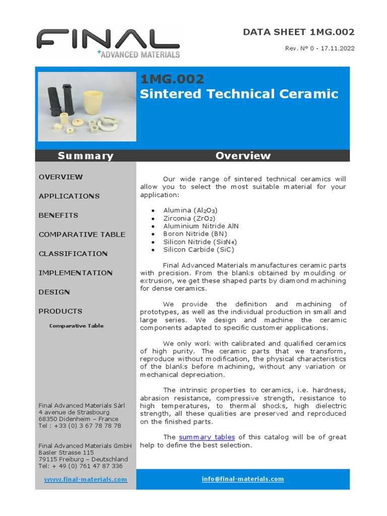 Sintered Technical Ceramics Guide | PDF | Ceramics | Sintering