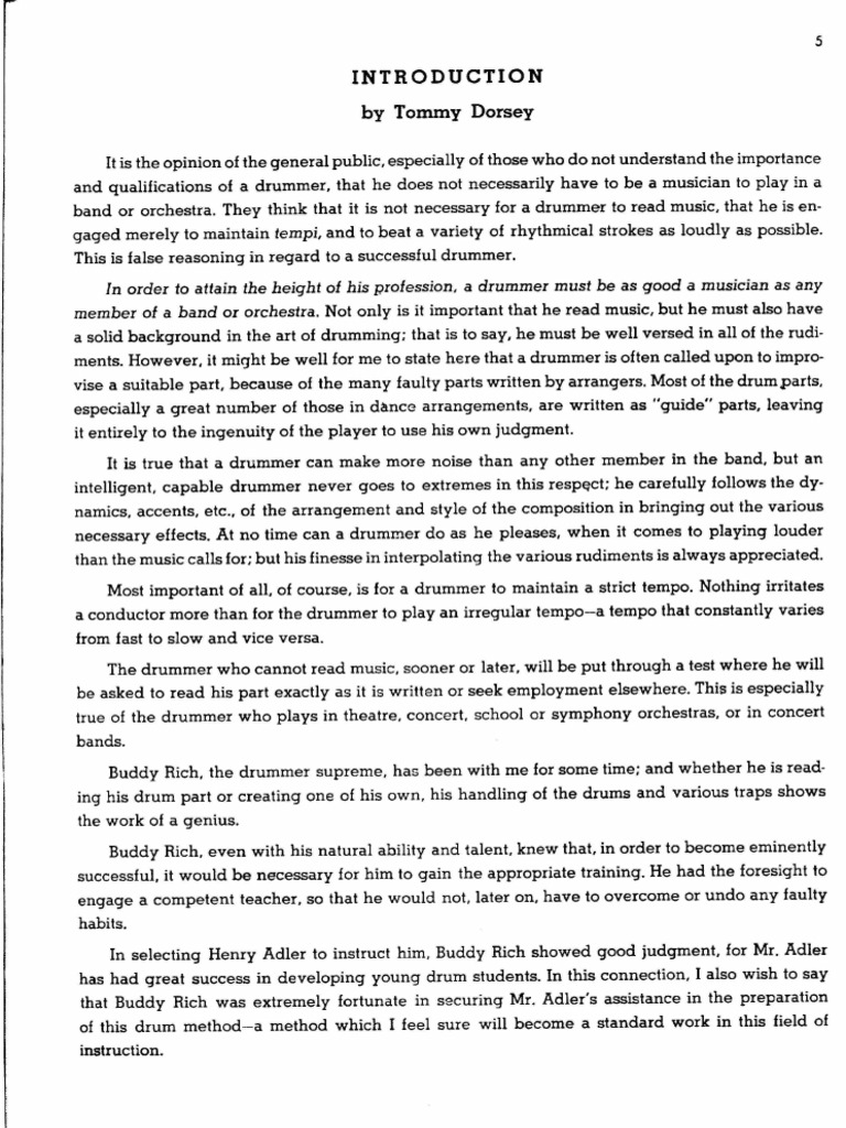 Buddy Rich Drum Method - Modertation of Snare Drum Rudiments 6 | PDF Buddy Rich Drum Method - Modertation of Snare Drum Rudiments 6 | PDF