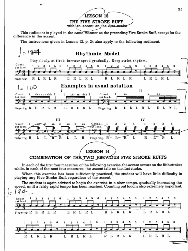 Buddy Rich Drum Method - Modertation of Snare Drum Rudiments 26 | PDF