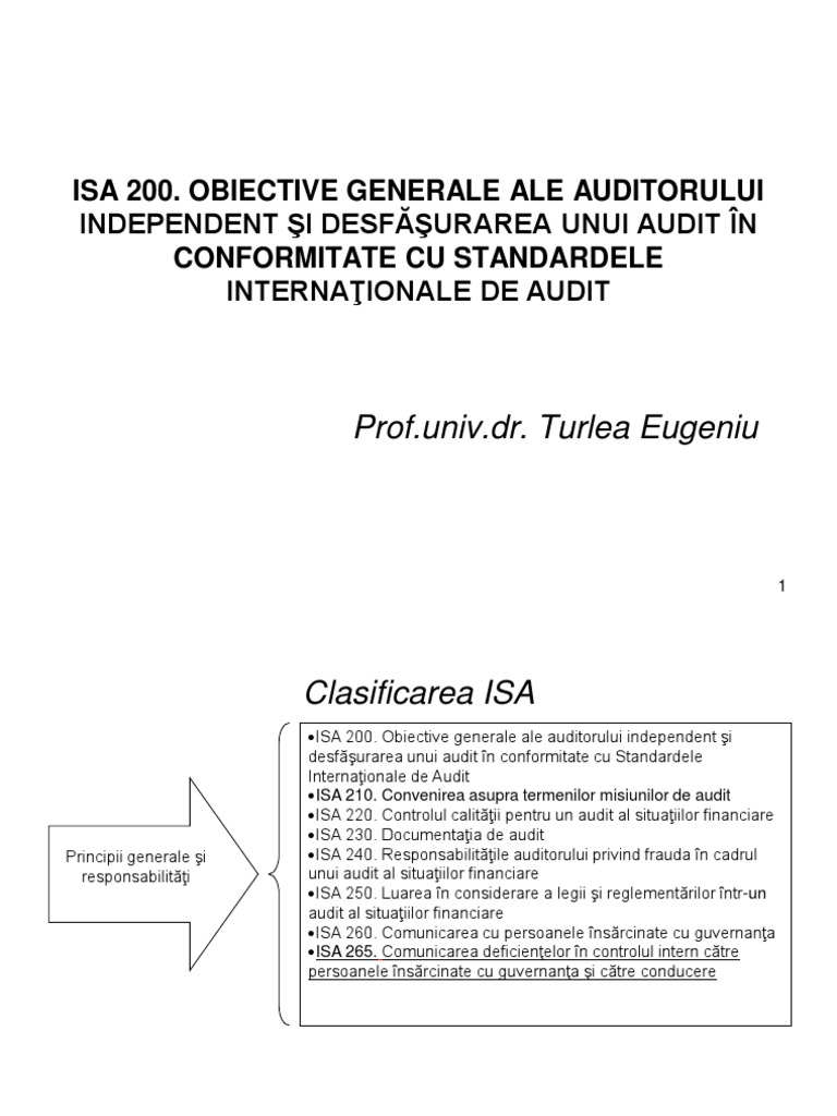 ISA 200 - Partea I | PDF
