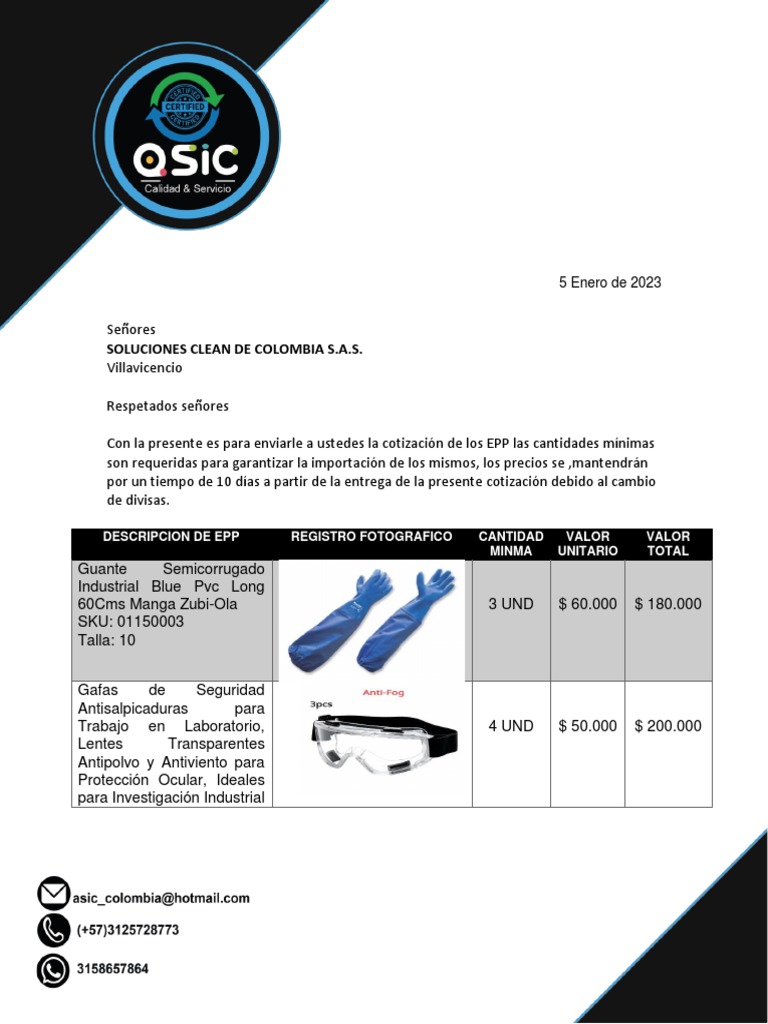 Cotizacion de EPP | PDF