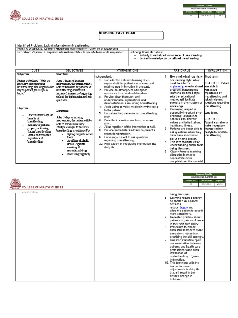 NCP2 | PDF | Learning | Breastfeeding