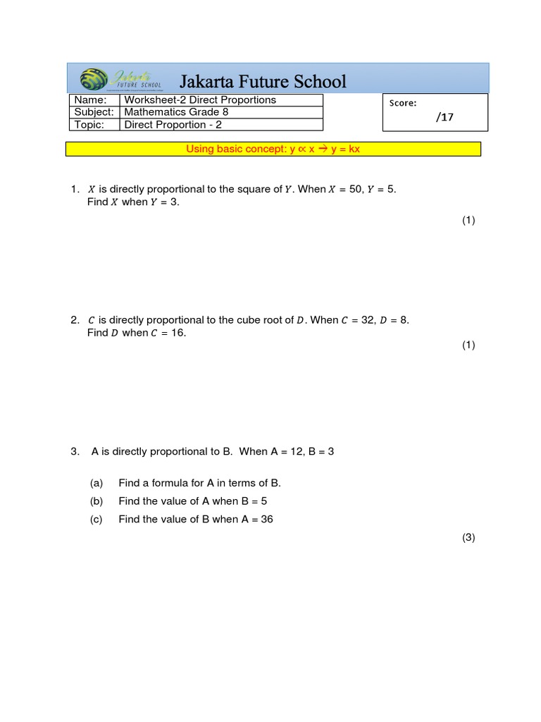 Worksheet 2 - Direct Proportions - 1 | PDF