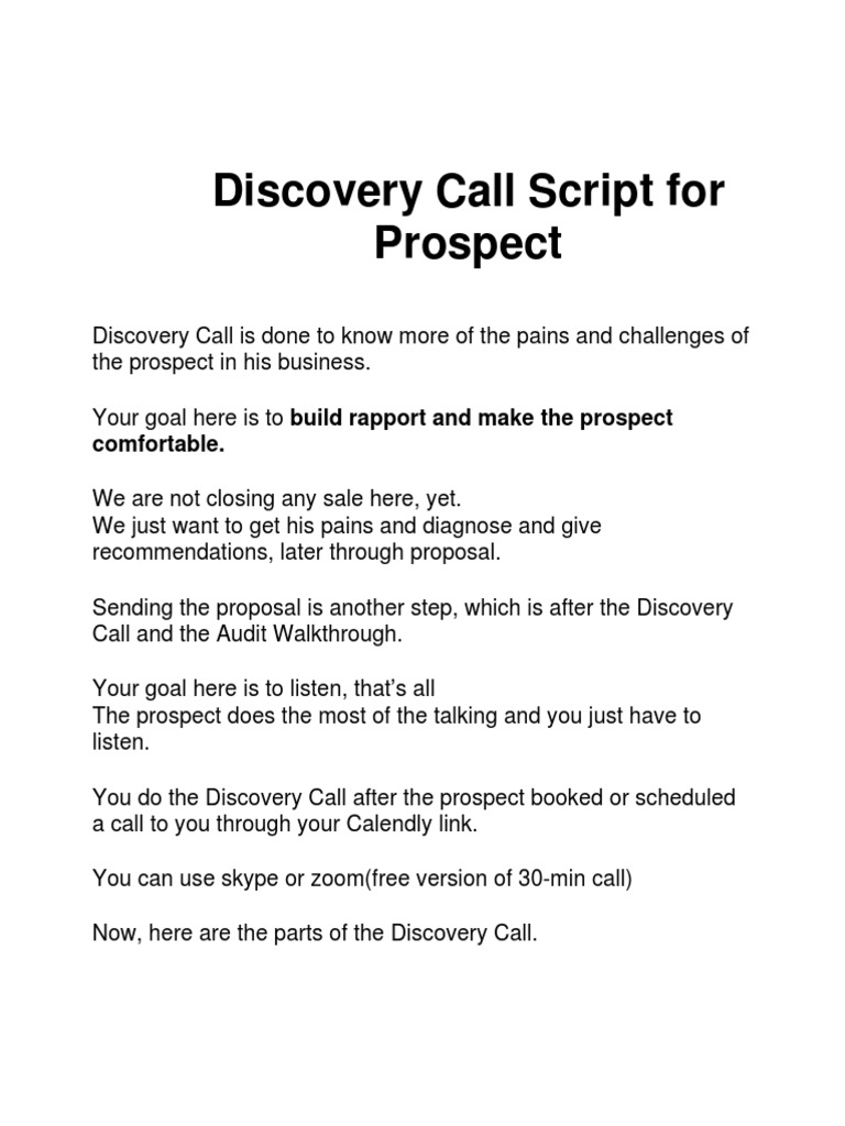 Script For DIscovery Call | PDF | Non Disclosure Agreement | Bookkeeping