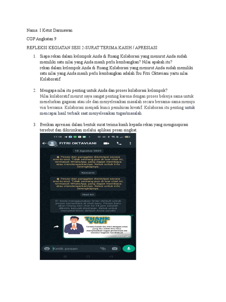 Refleksi Kegiatan Sesi 2 - I Ketut Darmawan | PDF