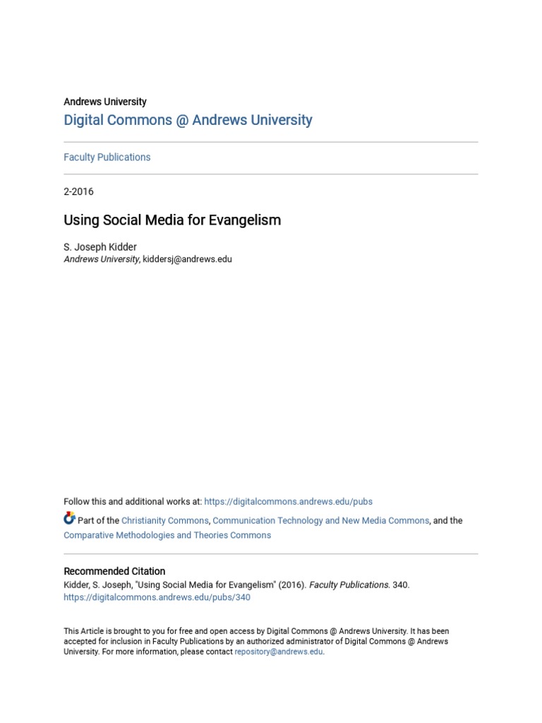 Using Social Media For Evangelism | PDF | Popular Culture & Media ...