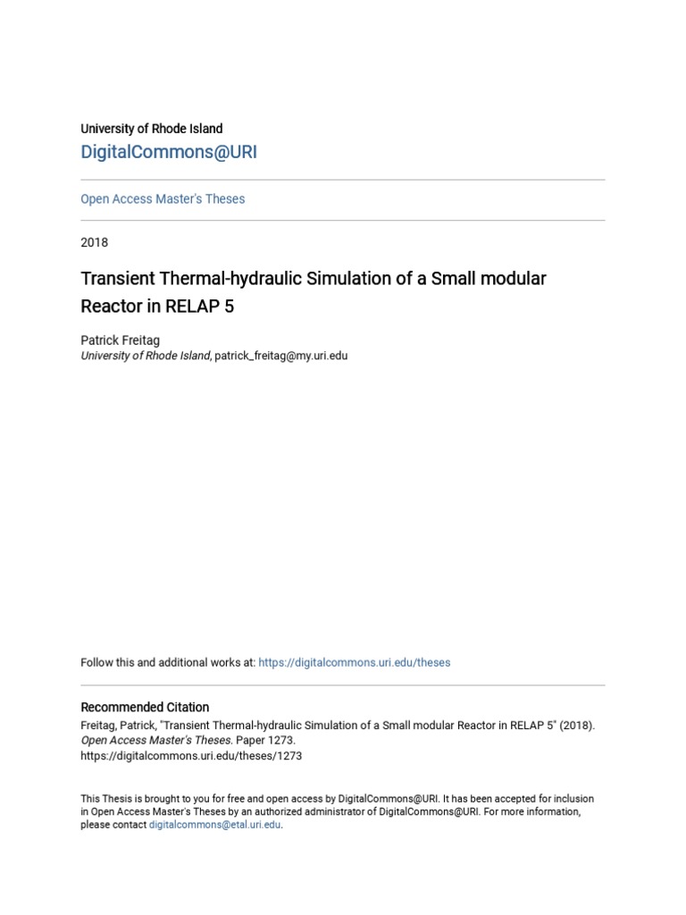 Transient Thermal-Hydraulic Simulation of A Small Modular Reactor | PDF ...