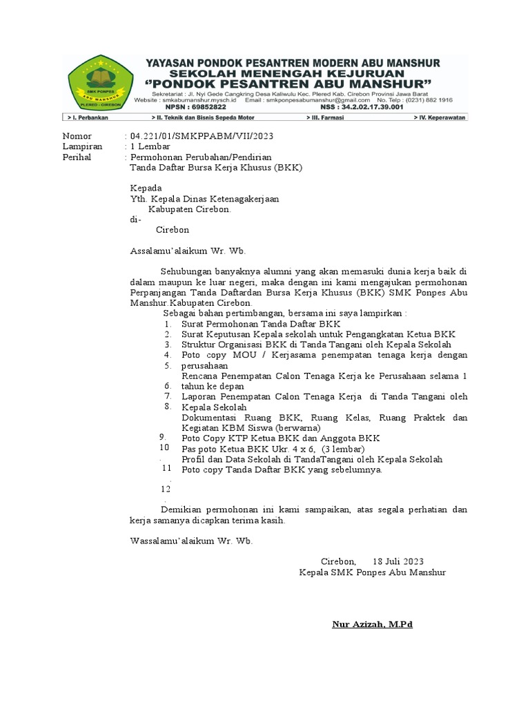 Format Pengajuan Perpanjangan | PDF