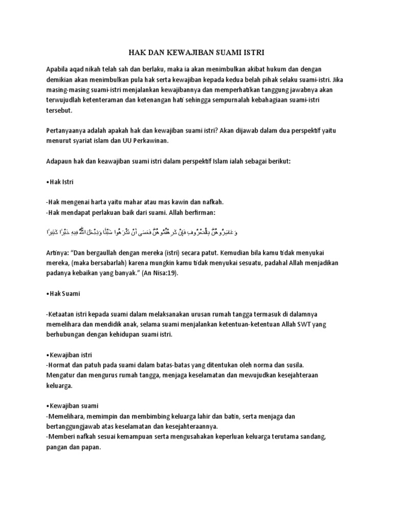 Hak Dan Kewajiban Suami Istri | PDF