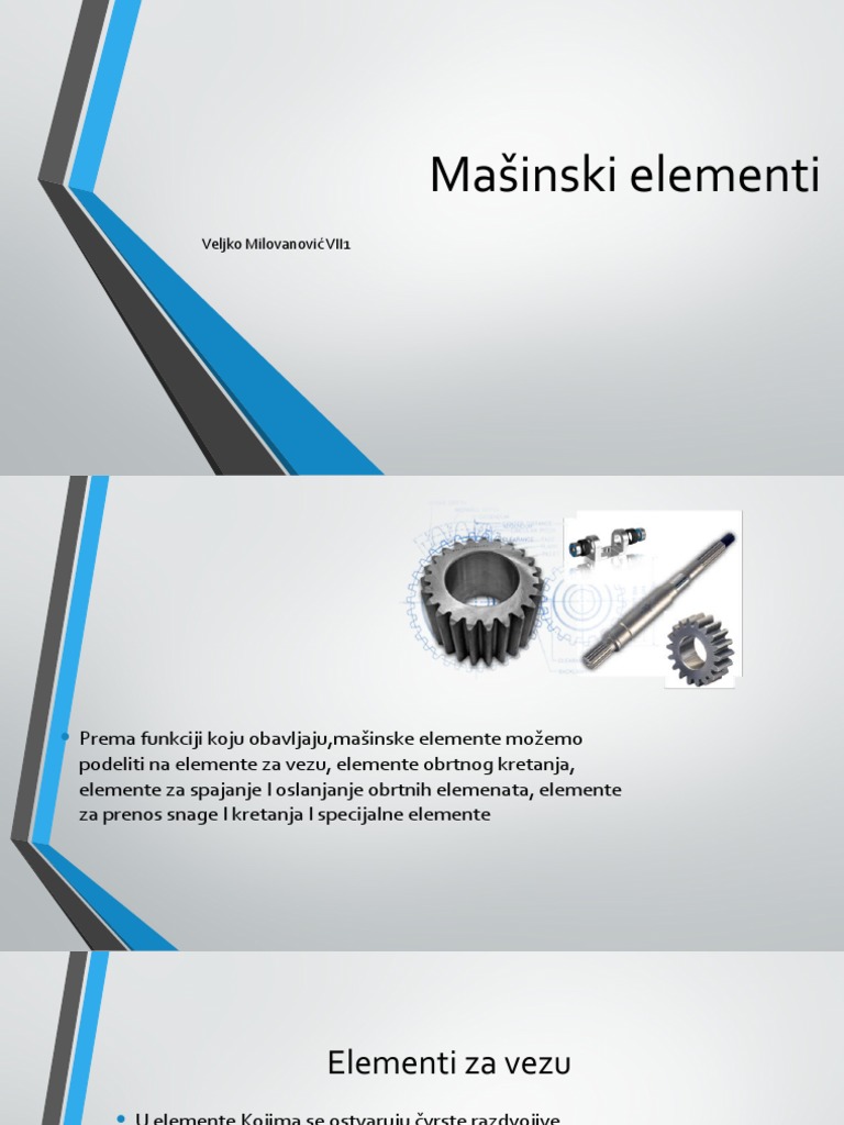Veljko Milovanović VII1, Mašinski Elementi | PDF