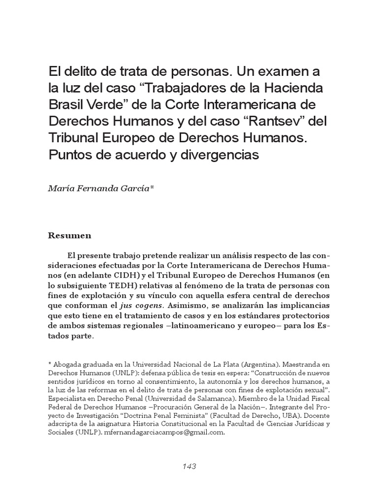 El Delito de Trata de Personas | PDF | Convenio europeo de derechos ...