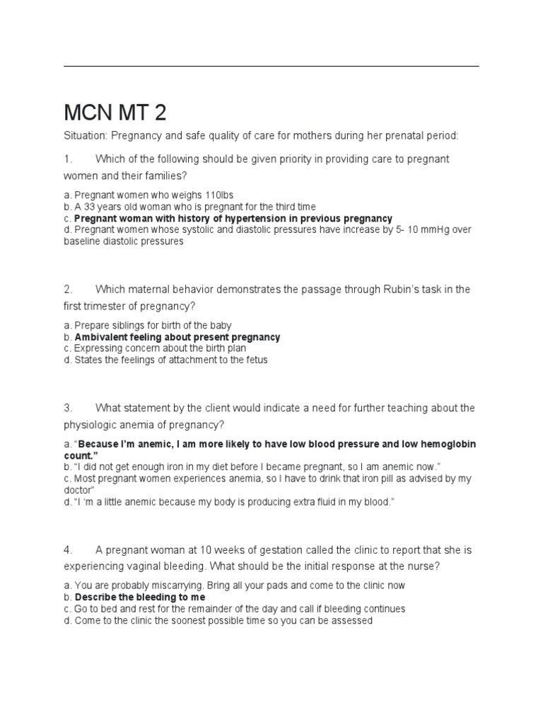 MCN MT 2 | PDF | Pregnancy | Childbirth