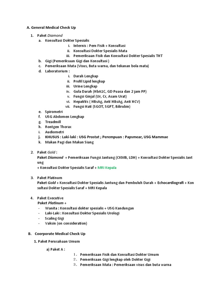 Paket Mcu - Revisi Direktur | PDF