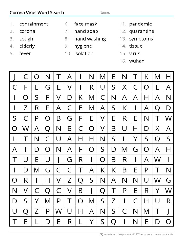 Corona Virus Word Search | PDF