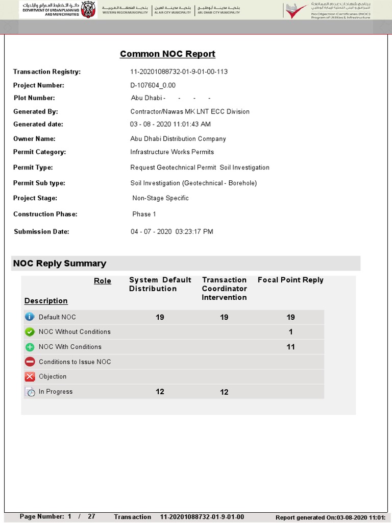 Borehole NOC Report - Approved | PDF | United Arab Emirates
