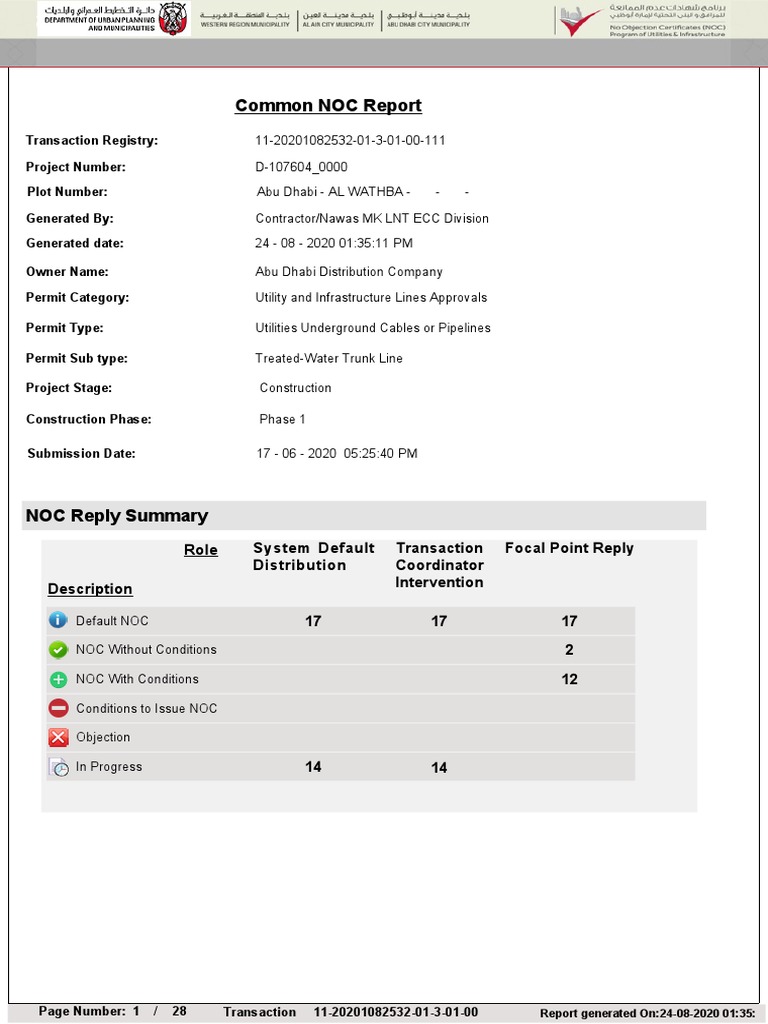 NOC Summary for Abu Dhabi Construction | PDF | United Arab Emirates