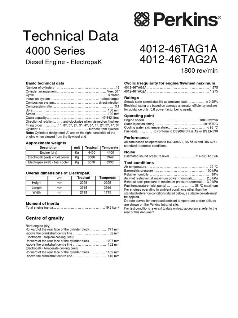 TAG1 A2 A60 HZ TPD1696 E4 Epac Technical Data Sheet | PDF | Internal Combustion Engine | Diesel ...