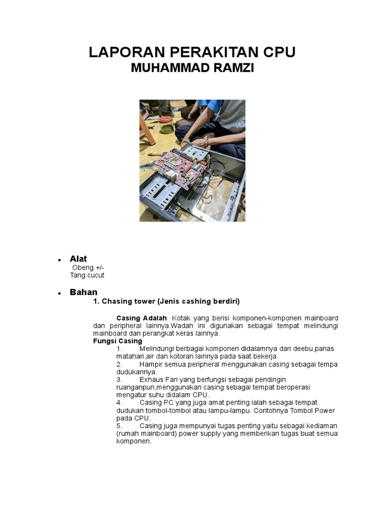 LAPORAN Rakit CPU MUHAMMAD RAMZI | PDF