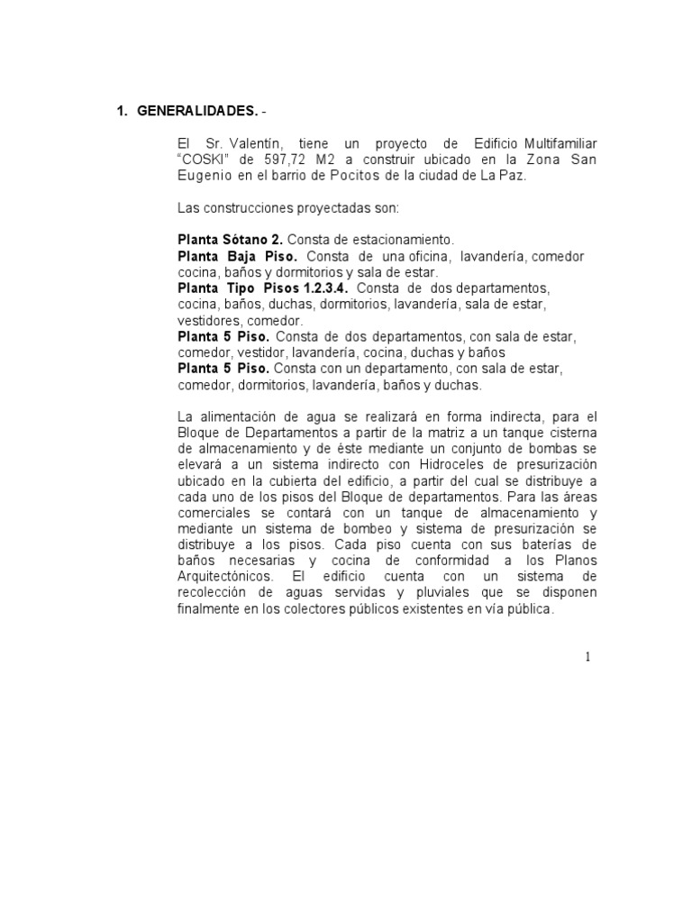 Proyecto Edificio Multifamiliar COSKI | PDF | Alcantarillado | Cocina