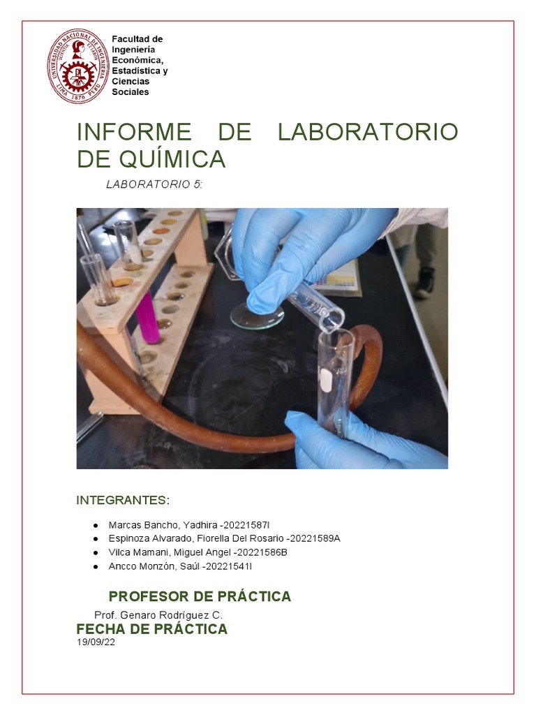 Informe de Laboratorio de Química 5 | PDF | Cantidades fisicas | Metrología