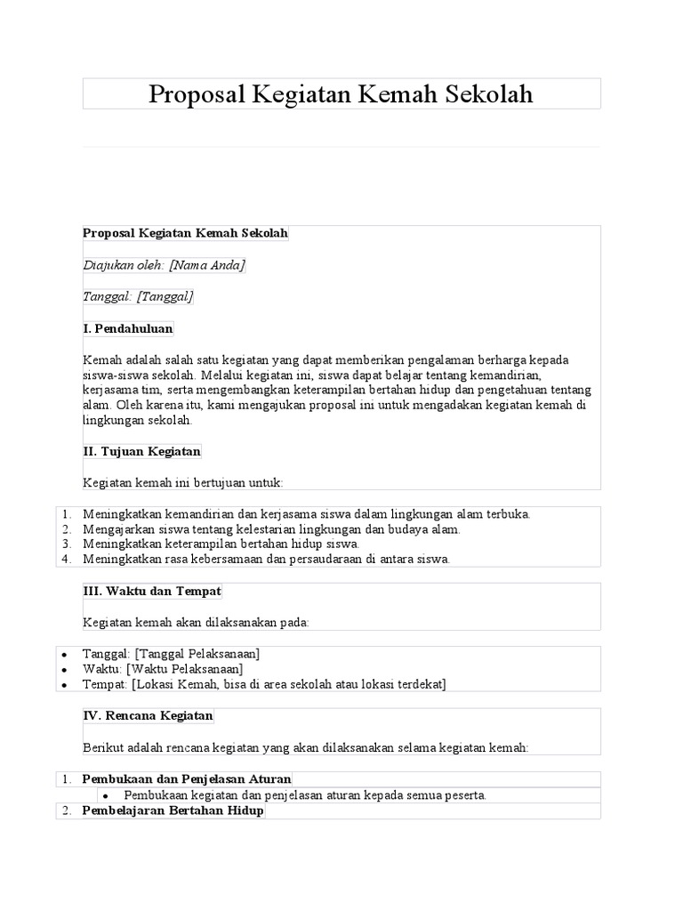 Proposal Kegiatan Kemah Sekolah | PDF