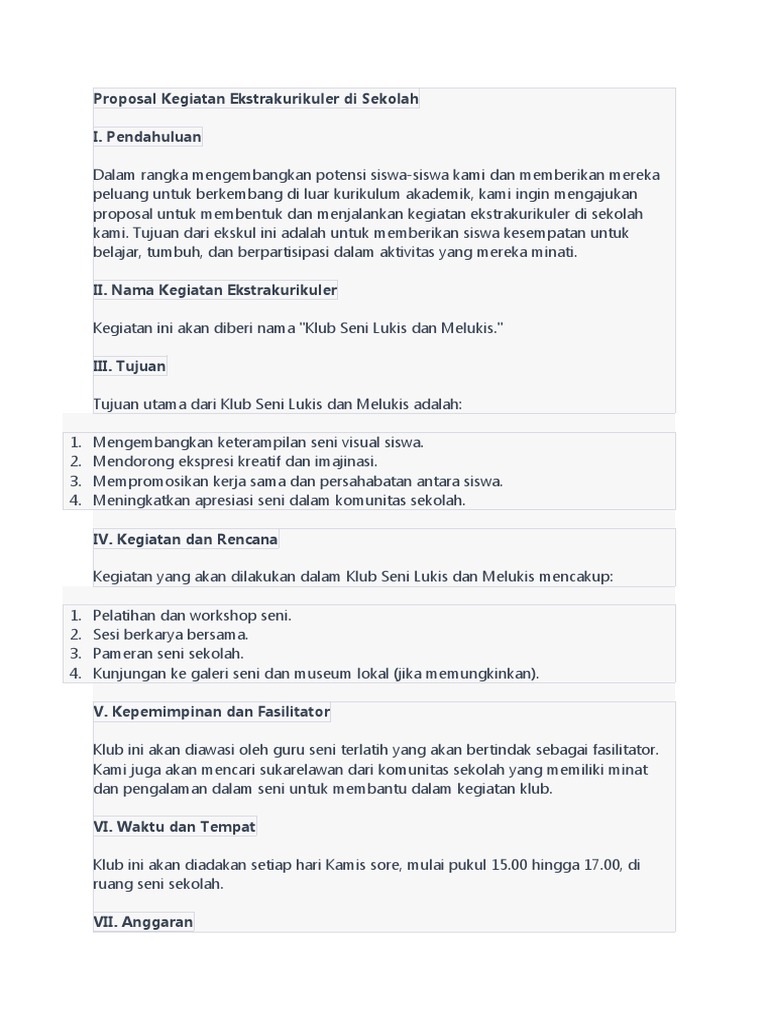 Proposal Kegiatan Ekstrakurikuler Di Sekolah | PDF