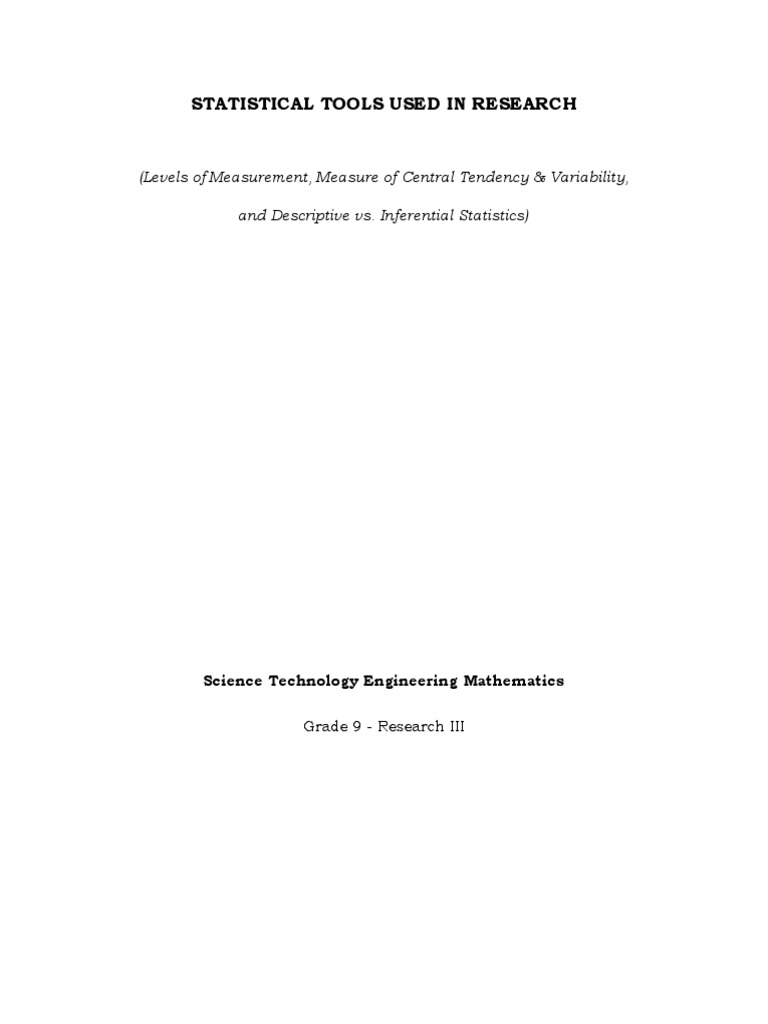 Statistical Tools Used in Research | PDF | Statistics | Level Of ... Statistical Tools Used in Research | PDF | Statistics | Level Of ...