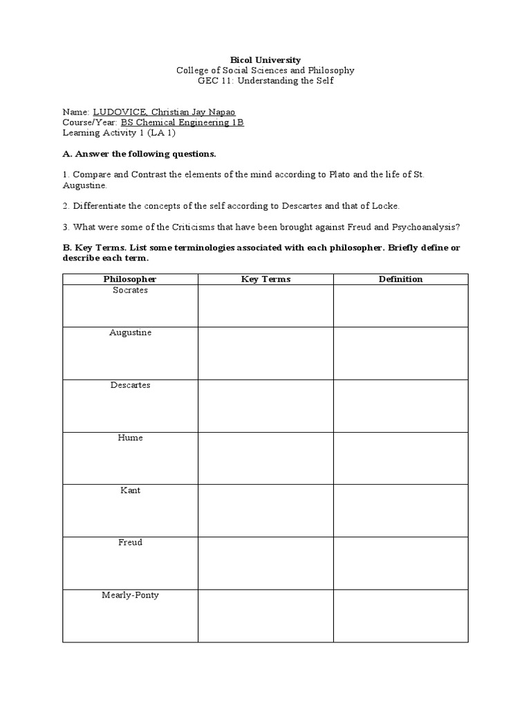 UTS Learning Activity 1 (LA 1) | PDF UTS Learning Activity 1 (LA 1) | PDF