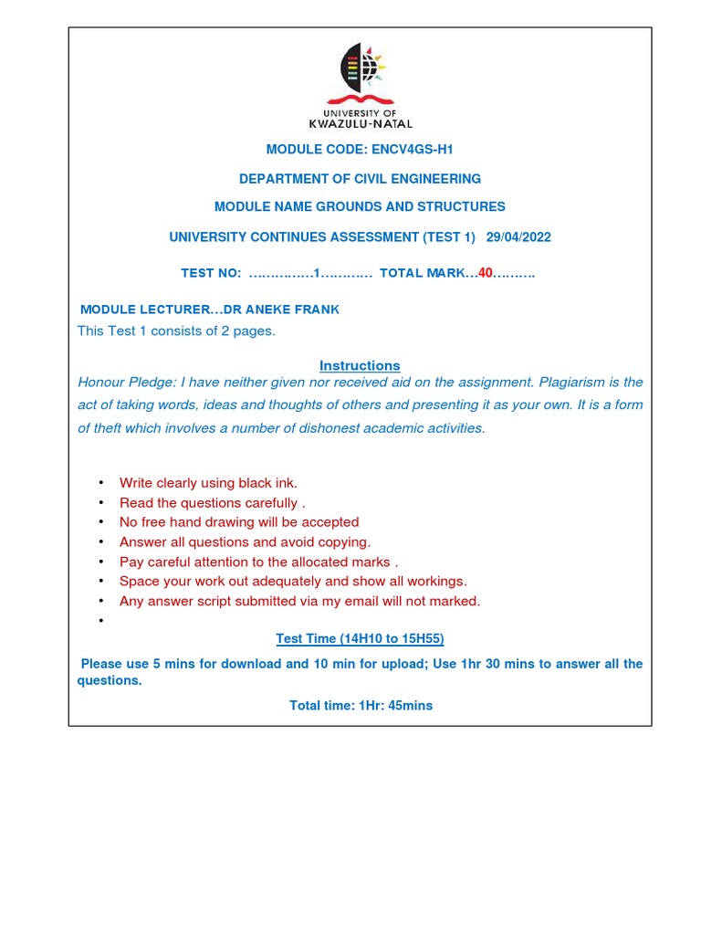 Civil Engineering Test Instructions | PDF | Deep Foundation ...