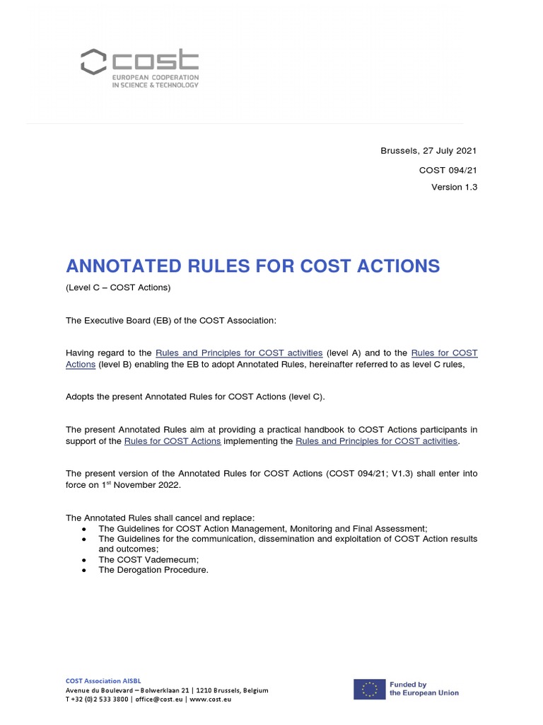 COST 094 21 Annotated Rules For COST Actions Level C V1.3 | PDF ...
